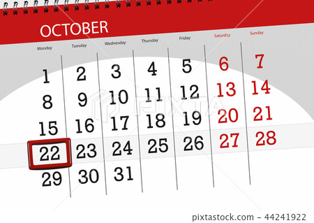Calendar planner for month, october, 22, monday - Stock Illustration ...