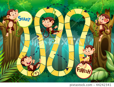 Happy monkey board game template - Stock Illustration [44242341] - PIXTA
