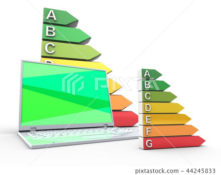 3d illustration of laptop with efficient ranks - Stock Illustration ...