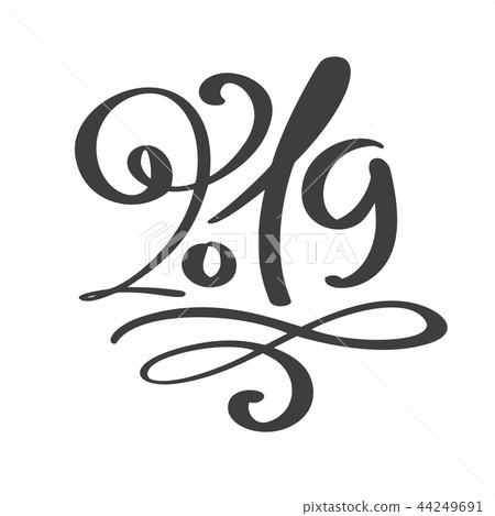 Greeting card design template calligraphy 2019 - Stock Illustration ...