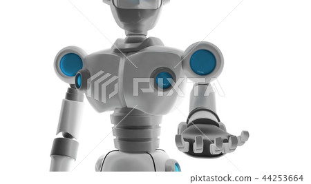 Robot open his hand isolated on white... - Stock Illustration [44253664 ...