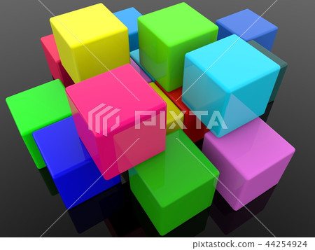 Different color cubes on black background - Stock Illustration ...