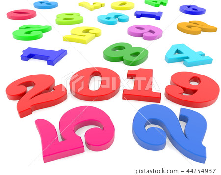 Colorful numbers on white background with New year - Stock Illustration ...