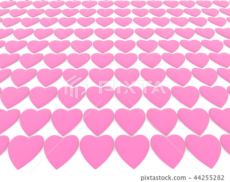 Pink hearts in rows on white background - Stock Illustration [44255282 ...