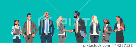 business people group hand shake agreement... - Stock Illustration ...