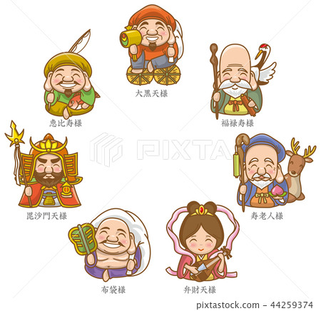 Image illustration of the Seven Lucky Gods - Stock Illustration ...