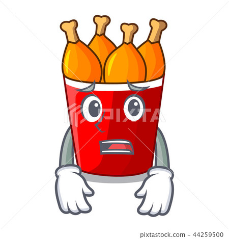 Afraid fried chicken in big cartoon bucket box - Stock Illustration ...