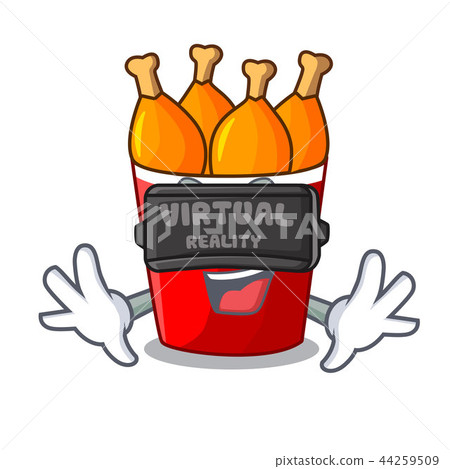 Virtual reality fried chicken in big cartoon... - Stock Illustration ...