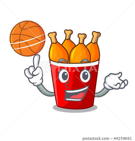 With basketball character bucket chicken fried... - Stock Illustration ...