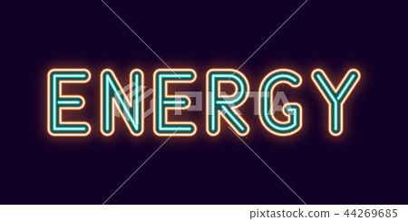 Neon inscription of Energy. Vector illustration - Stock Illustration ...