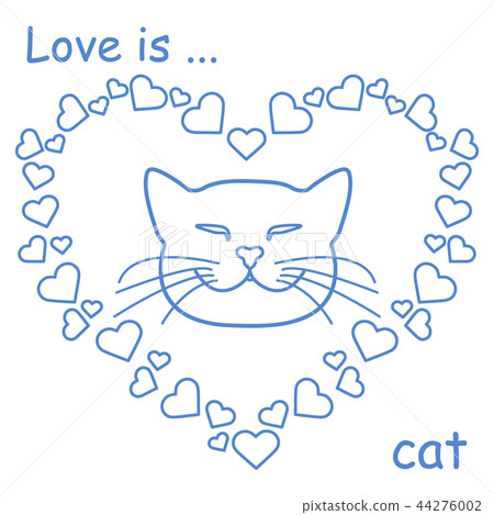 many hearts and cute cat Valentine's Day - Stock Illustration [44276002 ...
