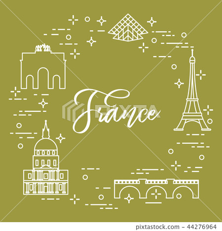 Famous buildings of Paris Symbols and landmarks. - Stock Illustration ...