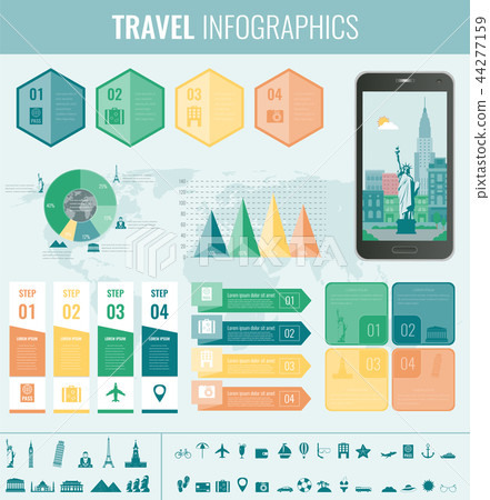 Travel and Tourism. Infographic set with charts... - Stock Illustration ...