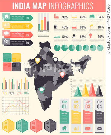 India map with Infographic elements.... - Stock Illustration [44277160 ...