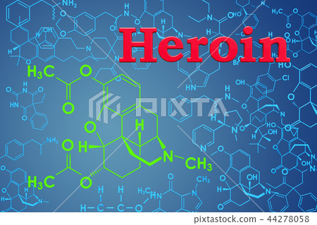 Heroin, diamorphine. Chemical formula - Stock Illustration [44278058 ...