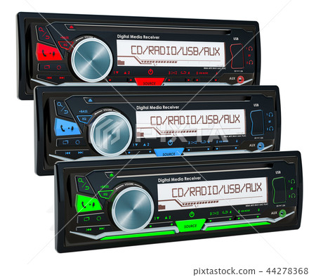 Set of colored car digital media receivers - Stock Illustration ...