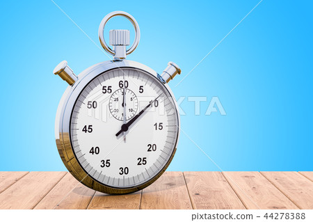 Stopwatch on the wooden table, 3D rendering - Stock Illustration ...