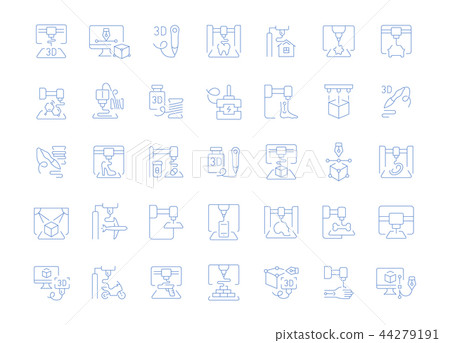 Set Vector Line Icons of 3D Printing. - Stock Illustration [44279191 ...