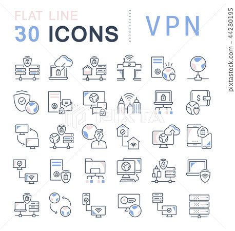 Set Vector Line Icons of VPN. - Stock Illustration [44280195] - PIXTA