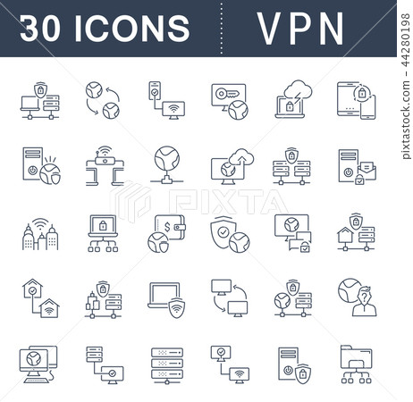 Set Vector Line Icons of VPN. - Stock Illustration [44280198] - PIXTA