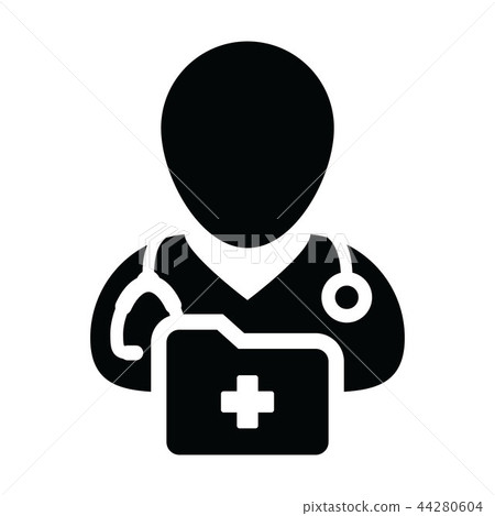 Medical report icon vector with male doctor person - Stock Illustration ...