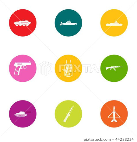 Assault icons set, flat style - Stock Illustration [44288234] - PIXTA
