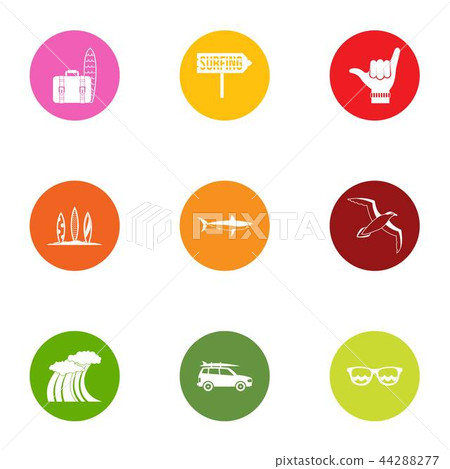 Tourist destination icons set, flat style - Stock Illustration ...