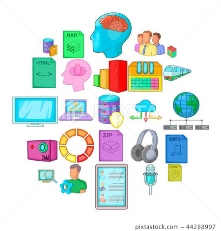Cloud computing icons set, cartoon style - Stock Illustration [44288907 ...
