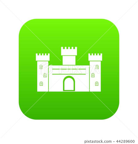 Medieval fortification icon digital green - Stock Illustration ...