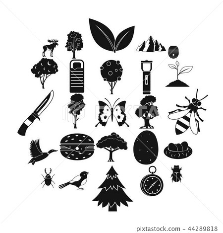Wild nature icons set, simple style-插圖素材 [44289818] - PIXTA圖庫