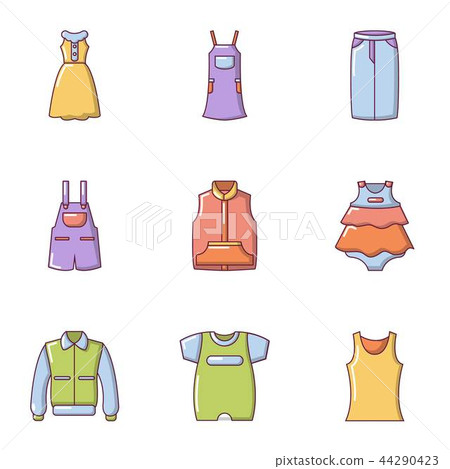 Light clothing icons set, cartoon style - Stock Illustration [44290423 ...