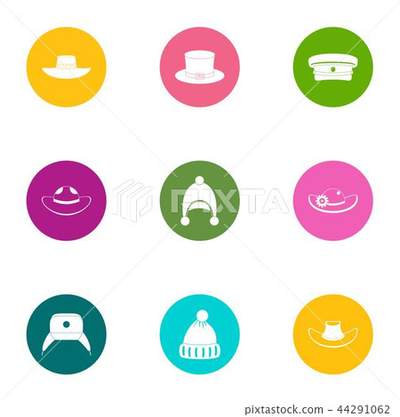Lid icons set, flat style - Stock Illustration [44291062] - PIXTA