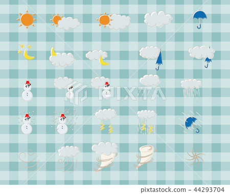 Weather Icon Set Checkered - Stock Illustration [44293704] - PIXTA
