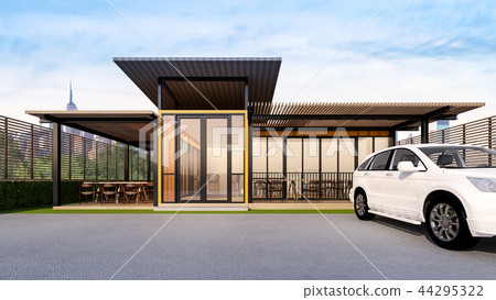 Bar made from shipping containers , 3d rendering - Stock Illustration ...