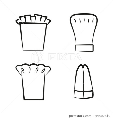 Kitchen Caps Set Headwear Item for Baker Chef Cook - Stock Illustration ...
