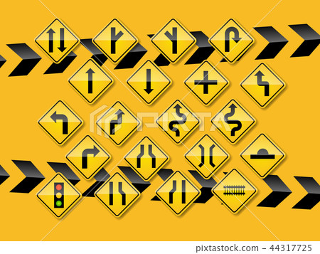 raffic sign on yellow background - Stock Illustration [44317725] - PIXTA