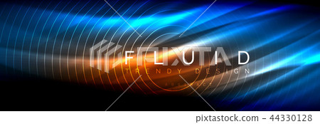 Neon glowing fluid wave lines, magic energy...-插圖素材 [44330128] - PIXTA圖庫