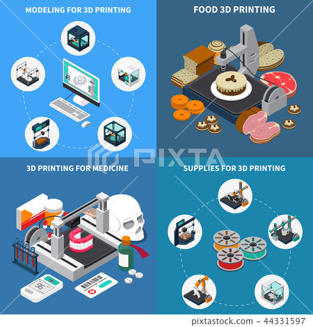 Printing 3D Isometric Design Concept - Stock Illustration [44331597 ...