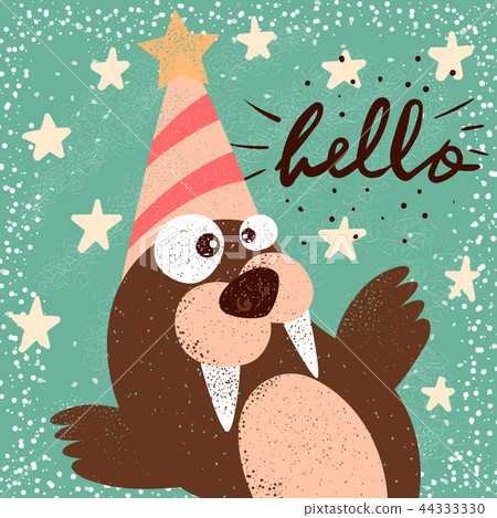 Funny, cute walrus. Happy birthday - Stock Illustration [44333330] - PIXTA