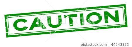Grunge green caution word square rubber stamp - Stock Illustration ...