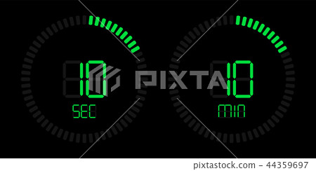 Stopwatch timer green digital time countdown - Stock Illustration ...