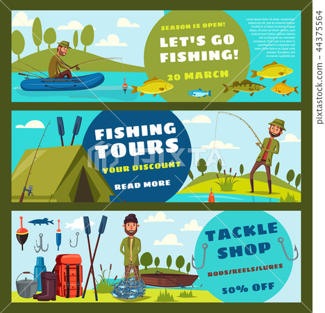 Cartoon man fishing, vector tackles - Stock Illustration [44375564] - PIXTA