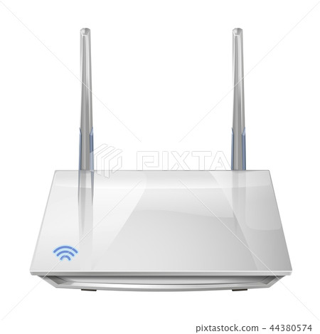 Realistic 3D wireless router isolated on white - Stock Illustration ...