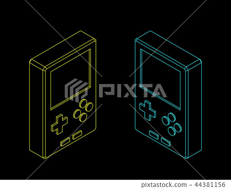 Video game console. Isolated on black background. - Stock Illustration ...