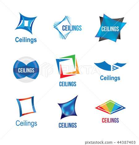 Set of logos for ceilings, tiles and stretch... - Stock Illustration ...