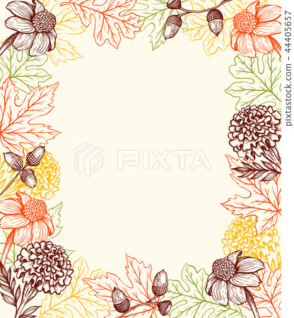 Autumn vintage background with flowers - Stock Illustration [44405657 ...