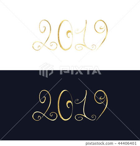 Lettering of 2019. Golden calligraphy text 2019 - Stock Illustration ...