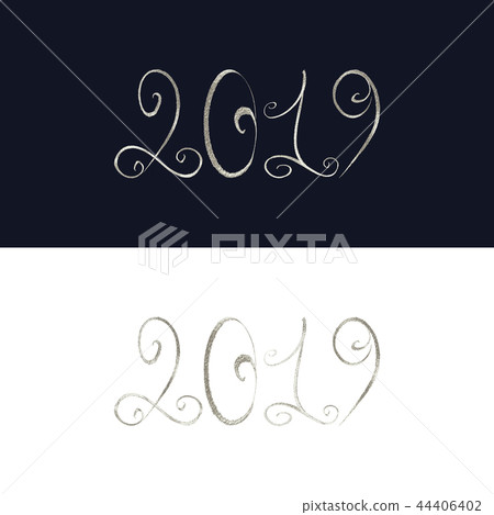 Lettering of 2019. Silver calligraphy text 2019 - Stock Illustration ...