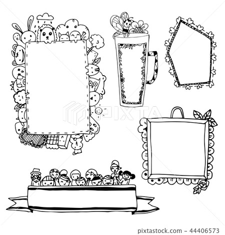 Set of cute black line picture frames isolated - Stock Illustration ...