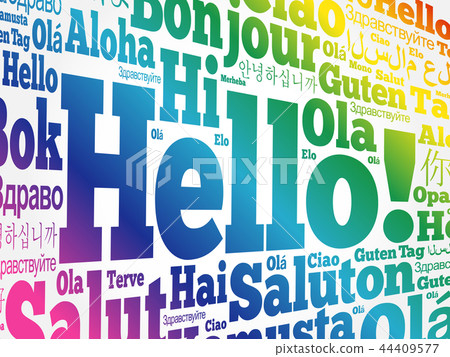 Hello word cloud in different languages - Stock Illustration [44409577 ...